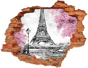 Wallmuralia Fototapeta díra na zeď 3D Eiffelova věž Paříž 90x70 cm