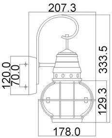 Kichler KL-BRIDGEPOINT-S-NBR - Venkovní svítidlo BRIDGEPOINT 1xE27/60W/230V IP44