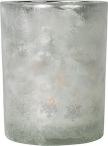 Malý skleněný svícen s motivem sněhových vloček – Ø 7*8cm