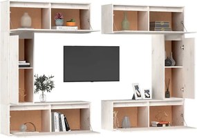 TV skříňky 6 ks bílé masivní borové dřevo 3100200