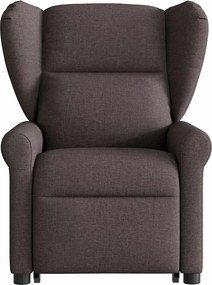 Zvedací polohovací křeslo tmavě hnědé textil 3303379