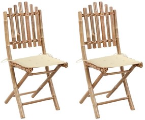 Skládací zahradní židle s poduškami 2 ks bambus,  3063989