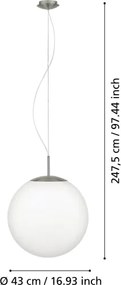 Eglo 63271 - Lustr na lanku PIEDALE 1xE27/60W/230V pr. 43 cm matný chrom
