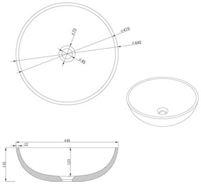 Tmavě šedé betonové kulaté umyvadlo ø 44 cm Turf – Sapho