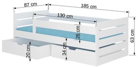 ADRK Postel BEMMA, CH-Bem-OAK-185+M-E2027, 180x80 cm s matrací, tmavý dub