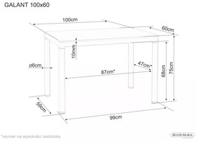 Jídelní stůl Galant 100 cm sklo/krémový