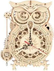 RoboTime 3D dřevěné mechanické puzzle Soví hodiny / od 14 let / 161 dí
