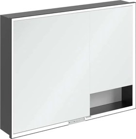 Villeroy & Boch My View+ - Zrcadlová skříňka s LED osvětlením 100x75x17 cm, 2 dvířka, Pure White/matná černá B48210VF