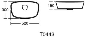 Ideal Standard Dea - Umyvadlo na desku 520 mm (bez otvoru pro baterii), Bílá, T044301