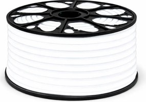 Easy Fix LED Neon hadice venkovní, 50 m, D-TYP jednostranný, ledově bílá, 3000 diod, bílý kabel, IP67, cívka
