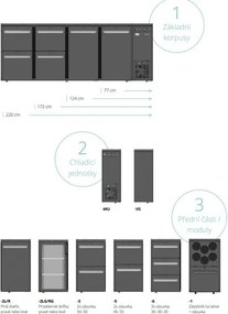 Chladicí minibar Serrco by Tefcold SCL-22MU+ šířka 124 cm, 275 l, 2 plné dveře