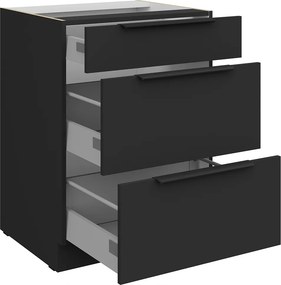 ARIA cc | dolní skříňka 60 D 3S zásuvková | 60 cm | PREMIUM BOX | černá