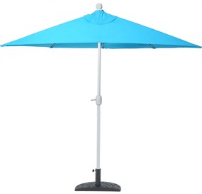 Slunečník půlkruh Parla - polyester/hliník - 270cm tyrkysová se stojanem