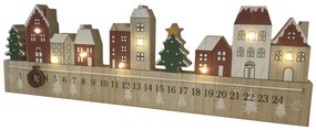 LED adventní kalendář, posuvný den, 38 × 12 × 2,7 cm, dřevěný, barevná, na 2× AAA