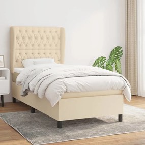 vidaXL Box spring postel s matrací 90x200 cm textil [3128174] Barva: krémová
