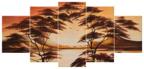 Gario Ručně malovaný obraz Krásná Afrika - 5 dílný Rozměry: 150 x 70 cm