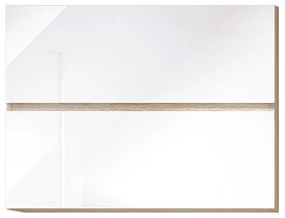 Skříňka horní dvoudveřová 80, bílý vysoký lesk HG, LINE WHITE