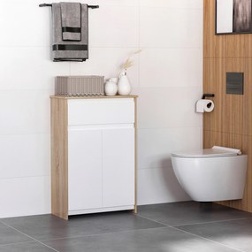 Kleankin Příruční skříňka do koupelny s 1 zásuvkou a 2 dveřmi - Koupelnový úložný kabinet pro obývací pokoj, koupelnu, ložnici - Moderní styl - Proti…