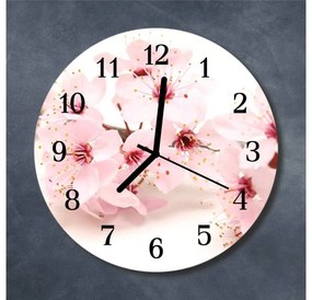 Nástěnné hodiny obrazové na skle - Třešňový květ
