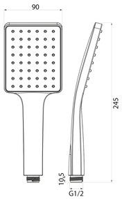 Sapho Ruční sprcha, 245mm, ABS/černá mat SK779B