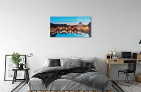 akrylový obraz Řím západu slunce říční mosty 100x50 cm