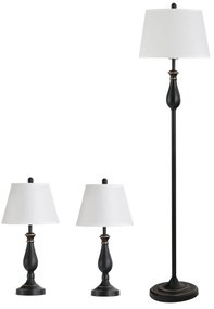 HOMCOM Sada lamp, 1 stojací a 2 stolní, černo-bílé B31-183
