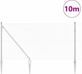 Řetězová plotová konstrukce s hroty 10 x 1,4 m Pozinkovaná ocel 3351207