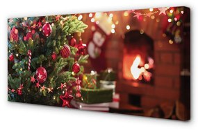 Obrazy na plátně Ozdoby vánoční strom dárky 140x70 cm