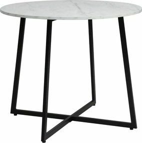 Jídelní stůl Luna 90 cm bílý mramor/černý