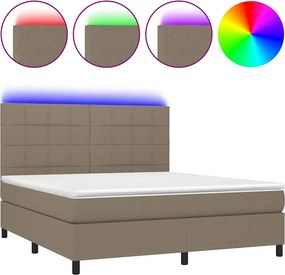 Box spring postel s matrací a LED taupe 180x200 cm textil 3134897