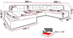 Luxusní sedačka ve tvaru U Bravo, černá / šedá Roh: Orientace rohu Pravý roh