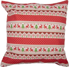 Červený povlak na polštář s jeleny Christmas Rustic - 44*44 cm