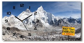 Wallmuralia Skleněné hodiny na stěnu tiché Hora Everest 60x30 cm