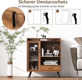 Costway Vinotéka pro domácí lihovinu skříň s dvířky a zásuvkou – 80 × 40 × 95 cm