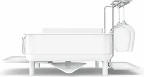 Simplehuman Odkapávač na nádobí s držákem na skleničky bílá