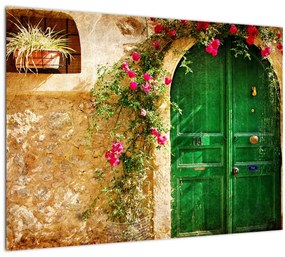 Skleněný obraz starých dveří (70x50 cm)