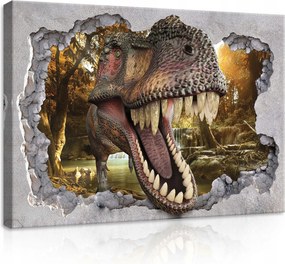 Obraz 70x50 Dinosaurus T-Rex stěna les světlo 3D realismus dobrodružství