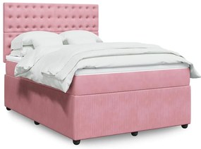Box spring postel s matrací růžová 160x200 cm samet 3292399