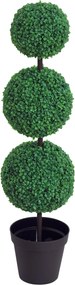 Umělý buxus s 3 koulemi Ø 30 x 112H cm Zelený | Aosom