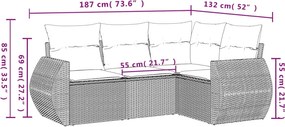 4dílná zahradní sedací souprava s poduškami šedá polyratan 3253647