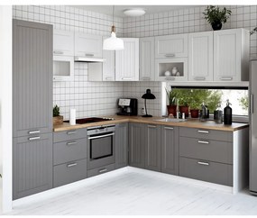 Rohová dolní kuchyňská skříňka Janne Typ 62 (světle šedá + bílá). 1021233