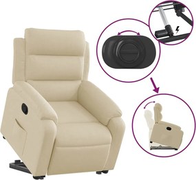 Zvedací polohovací křeslo krémové textil 3204989