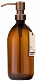 KUISHI Skleněný zásobník na mýdlo s nerezovou pumpičkou Amber Bronze 500 ml, hnědá barva, sklo