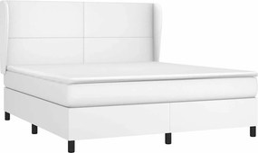 Box spring postel s matrací bílá 160x200 cm umělá kůže 3128920