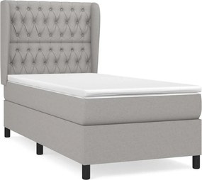 Box spring postel s matrací světle šedý 100 x 200 cm textil 3128181