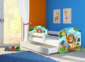 Dětská postel - Safari 2 180x80 cm + šuplík bílá