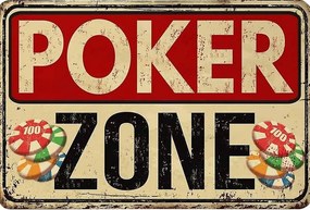 Plechová cedule Poker Zone Velikost: A5 (20 x 15 cm)