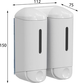 MARPLAST MARPLAST, SHOWER SMALL dvojitý dávkovač tekutého mýdla, 2x170ml, bílá, A94601