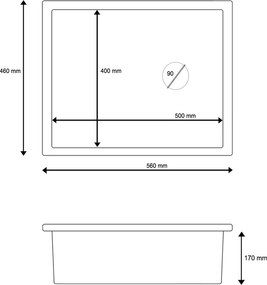 Gamma Decor 5040, 1-komorový granitový dřez 560x460x180 mm, béžová, GMA-ZLE000083