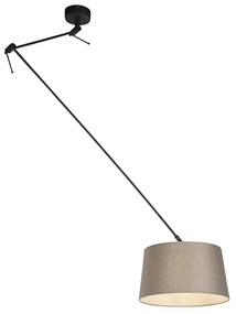Závěsná lampa s plátěným stínidlem taupe 35 cm - Blitz I černá